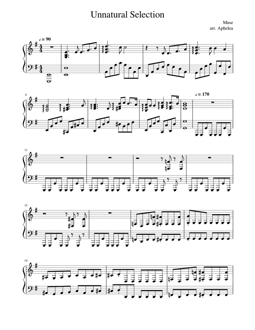 Muse: Unnatural Selection Sheet music for Piano (Solo) | Musescore.com