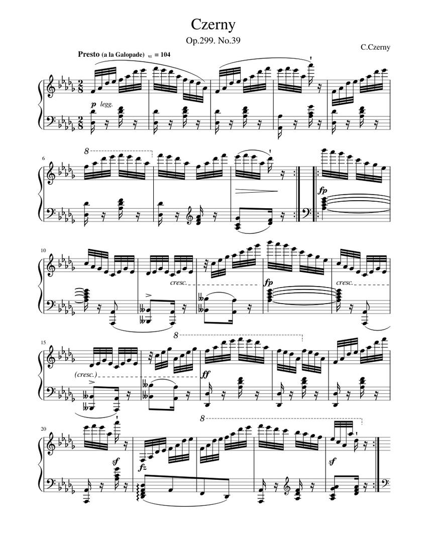 C.Czerny - Op.299. No.39 Sheet Music for Piano (Solo) | MuseScore.com