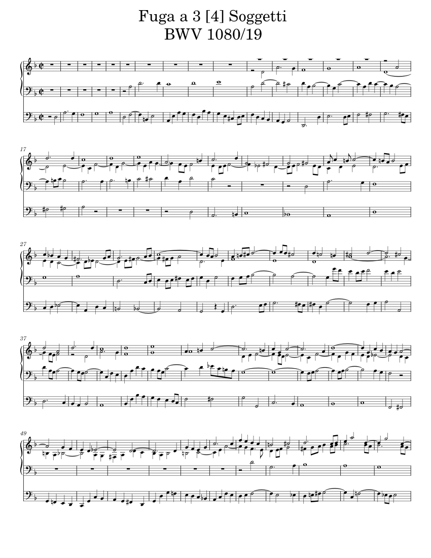 The Art of the Fugue, Fuga a 3 [4] Soggetti BWV 1080/19 (organ ...