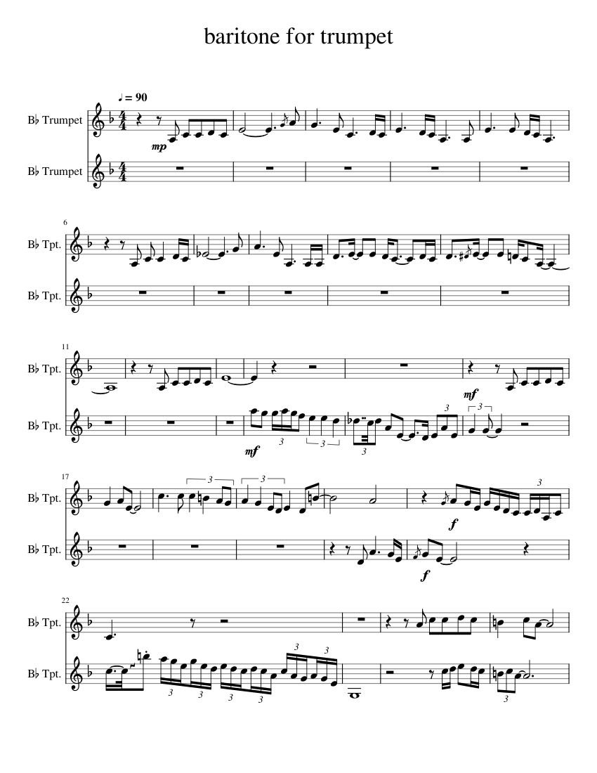 SCV Baritone duet for 2 trumpets Sheet music for Trumpet in b-flat (Brass Duet) | Musescore.com