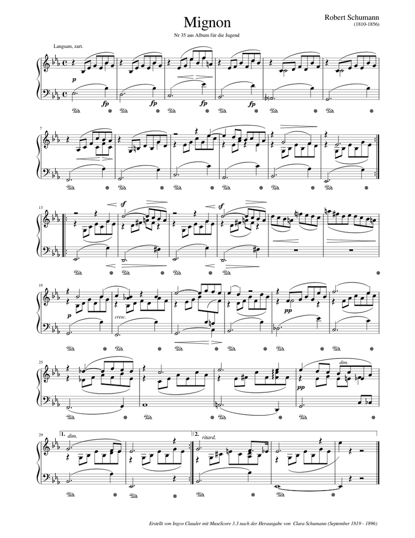Robert-Schumann-Album-fuer-die-Jugend-Nr-35-Mignon Sheet Music for ...