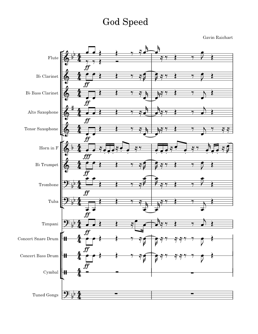 God Speed Sheet music for Trombone, Tuba, Flute, Clarinet in b-flat ...