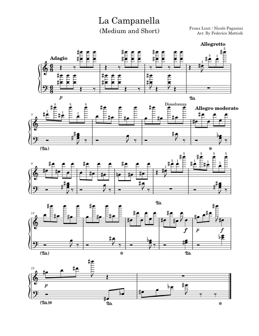 La Campanella – Franz Lizst La Campanella Medium – Franz Lizst La Campanella Medium Sheet Music ...