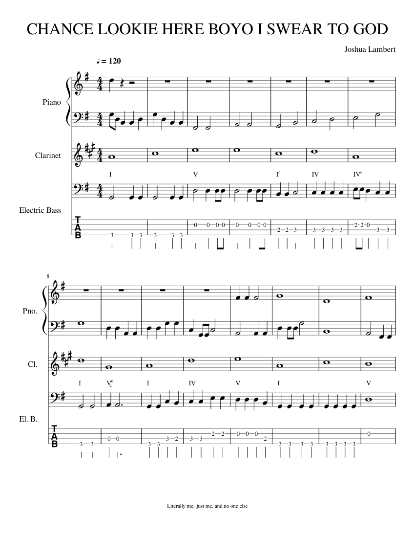 CHANCE LOOKIE HERE BOYO I SWEAR TO GOSH Sheet Music and Tab for Piano ...