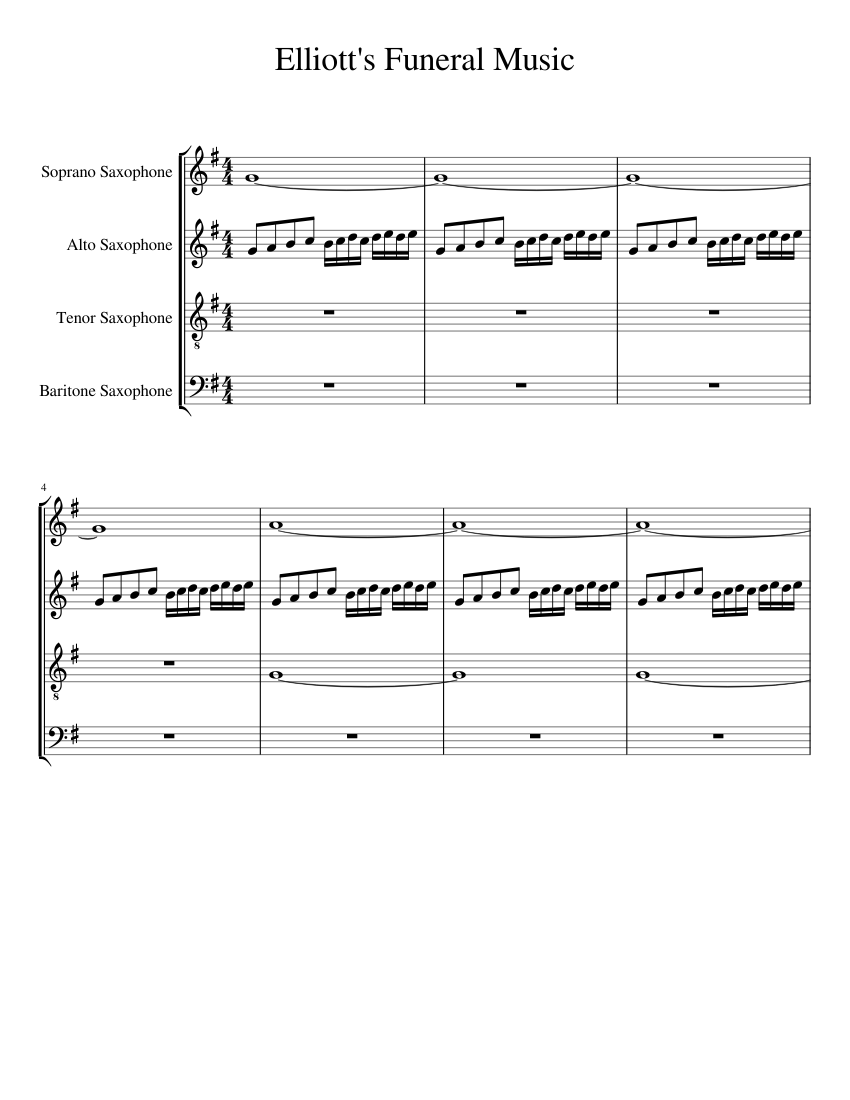 Weird Funeral Music Sheet Music for Saxophone alto, Saxophone tenor ...