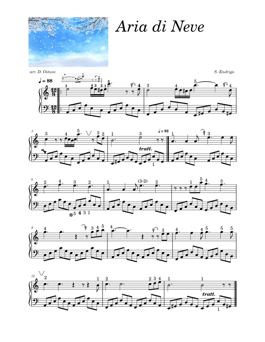 Aria di Neve Sheet music for Piano (Solo) | Musescore.com