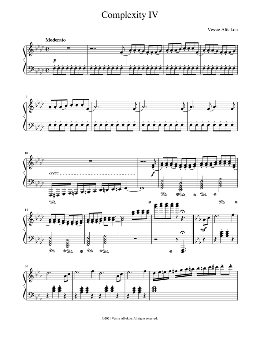 Complexity IV - Vessie Alδakou Sheet music for Piano (Solo) | Musescore.com