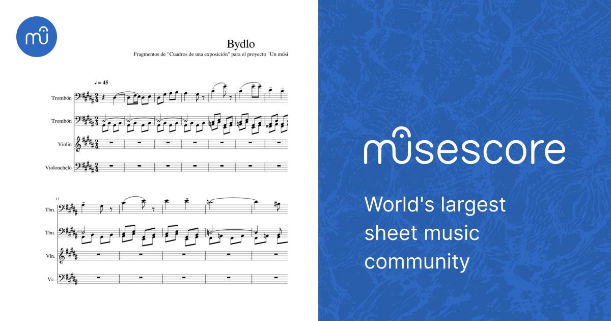 Bydlo Sheet Music for Trombone, Violin, Cello (Mixed Quartet ...