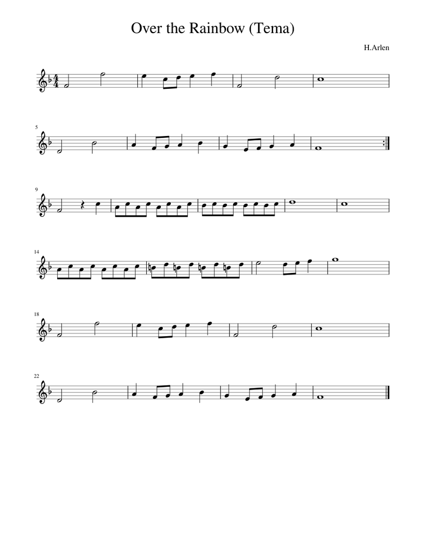 Over the Rainbow (Tema) Sheet music for Piano (Solo) Easy | Musescore.com