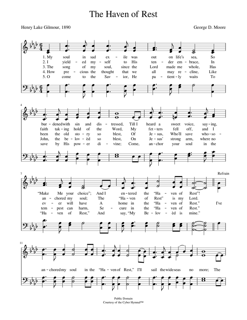The haven of rest - George D. Moore Sheet Music for Piano (Piano Duo ...
