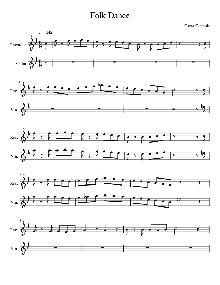 Folk Dance Sheet music for Violin, Guitar, Recorder (Mixed Trio ...