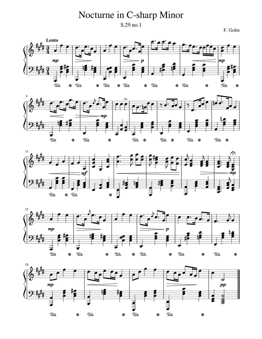 Nocturne in C-sharp Minor Sheet music for Piano (Solo) | Musescore.com