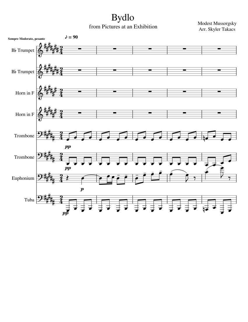 Bydlo from Pictures at an Exhibition Sheet Music for Trombone ...