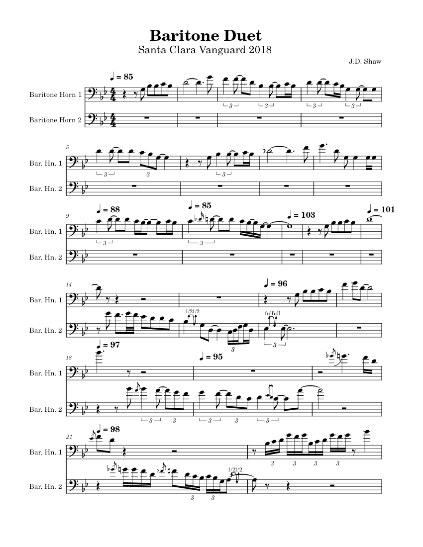 My Body Is A Cage (Baritone Duet) - Santa Clara Vanguard 2018 Babylon Sheet Music for Baritone ...