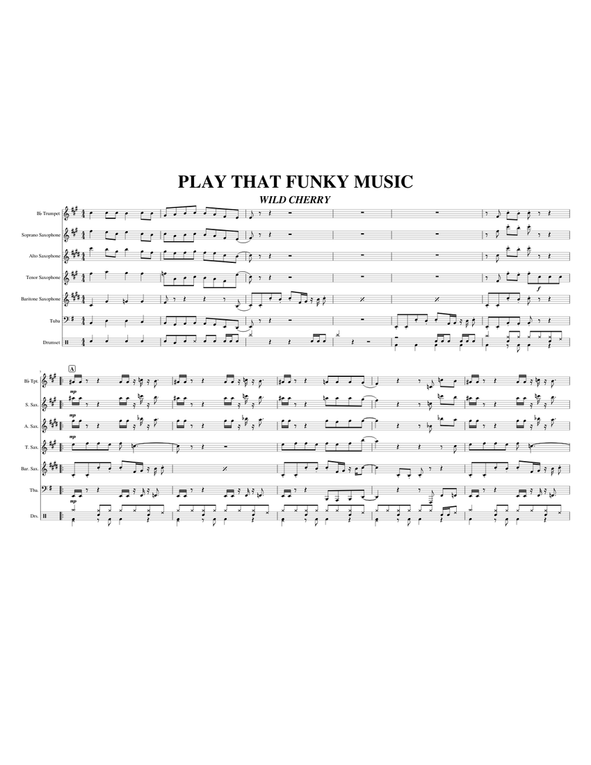 Play That Funky Music Sheet Music for Tuba, Saxophone alto, Saxophone ...