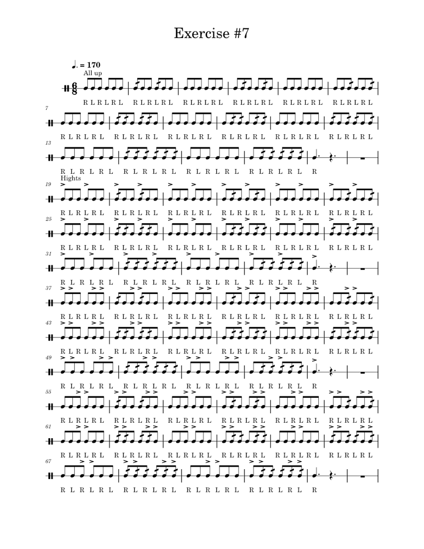 Exercise_#7 Sheet music for Snare drum (Solo) | Musescore.com