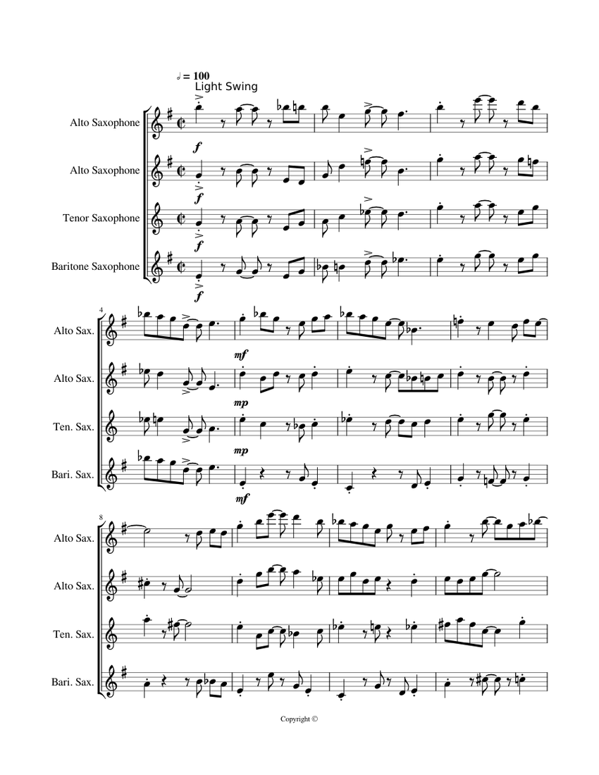 Just a Sax Quartet Piece (AATB) Sheet music for Saxophone alto ...