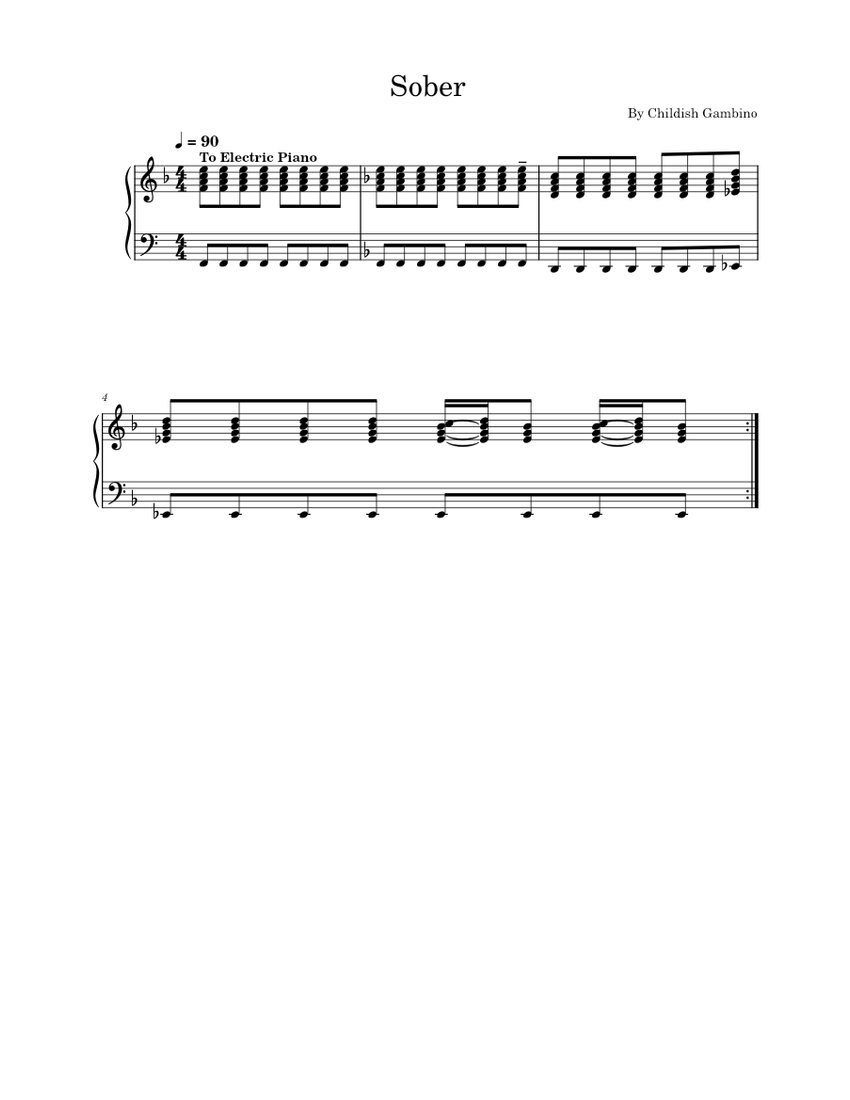Sober – Childish Gambino Sheet Music for Piano (Solo) Easy | MuseScore.com