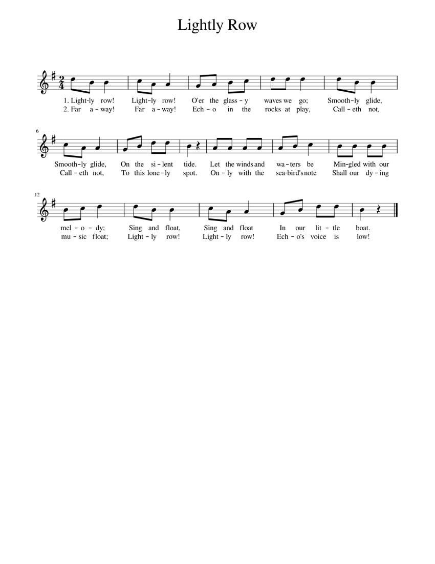 Lightly Row Sheet music for Piano (Solo) Easy | Musescore.com