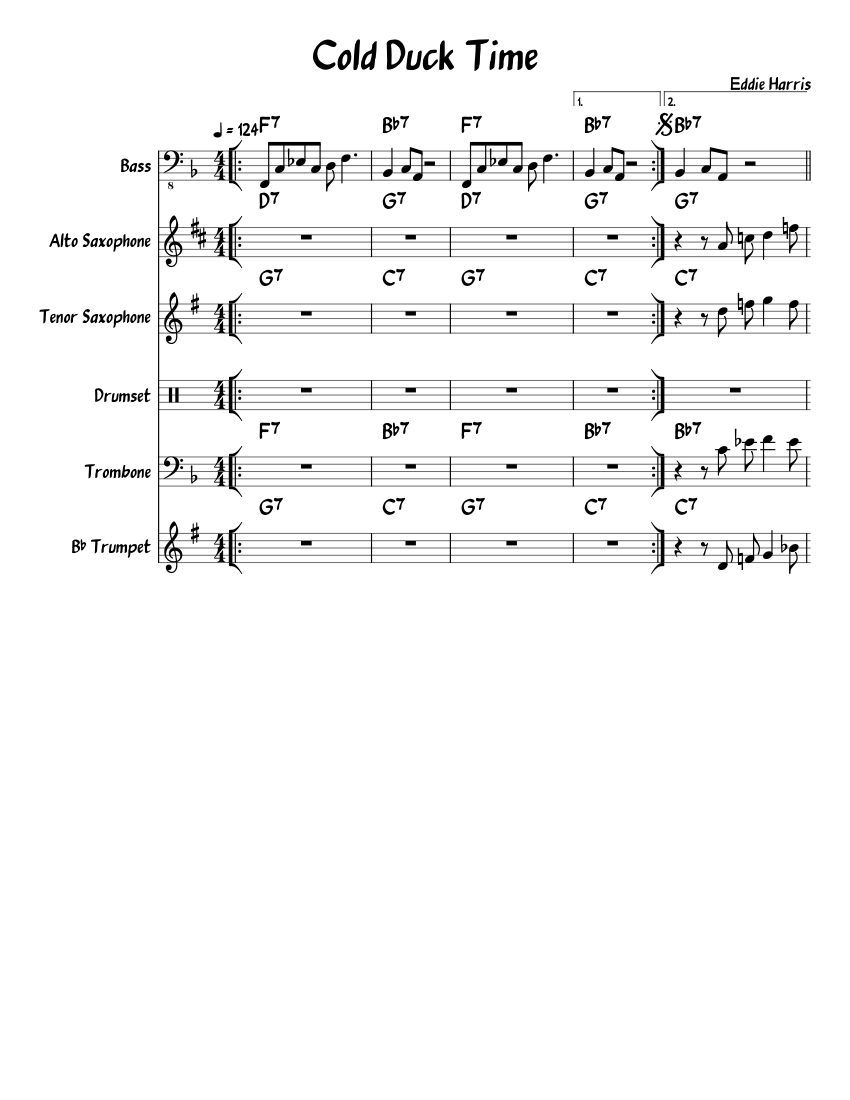 Cold Duck Time Sheet Music with Chords for Trombone, Saxophone alto ...