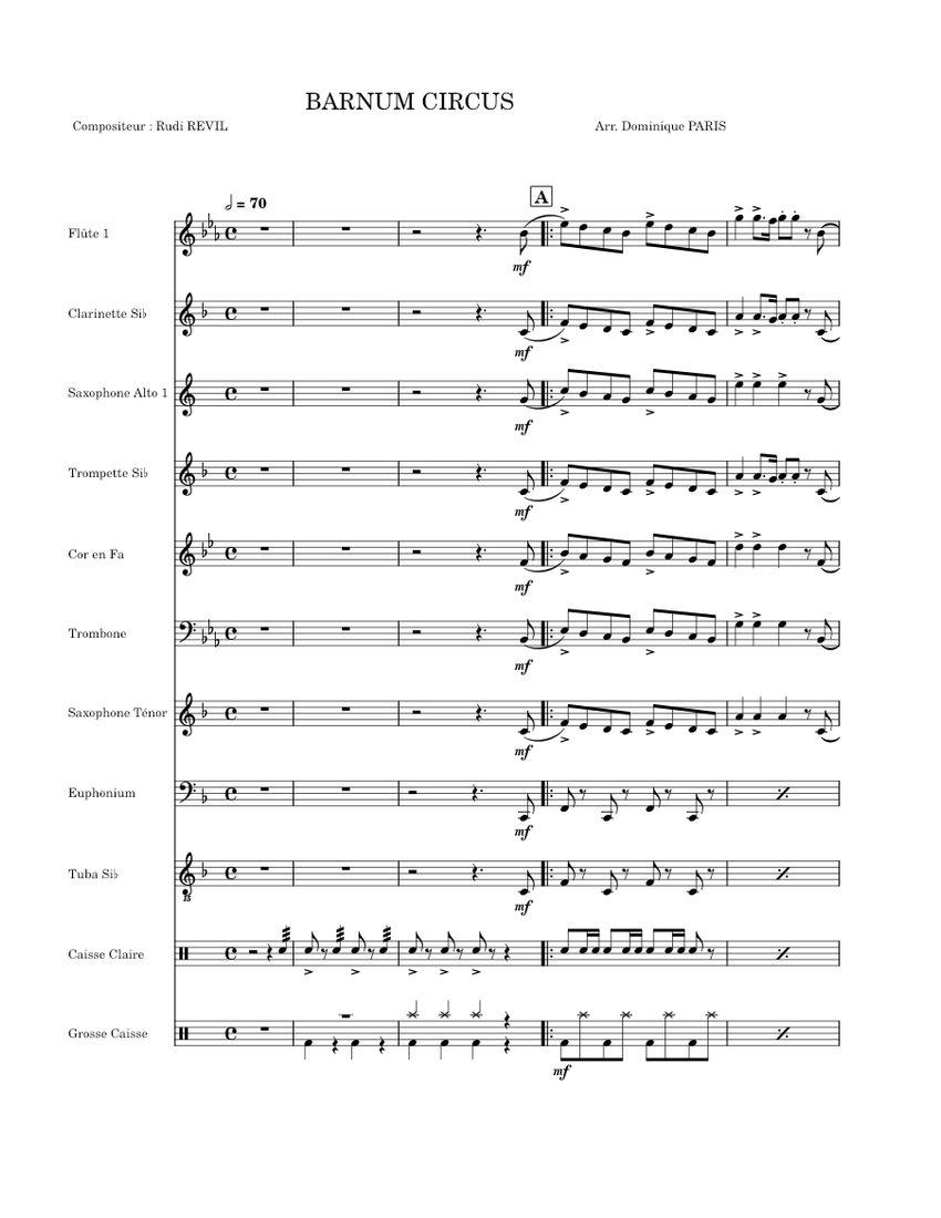 Barnum Circus - Parade Foraine – Rudi REVIL Sheet music for Euphonium ...
