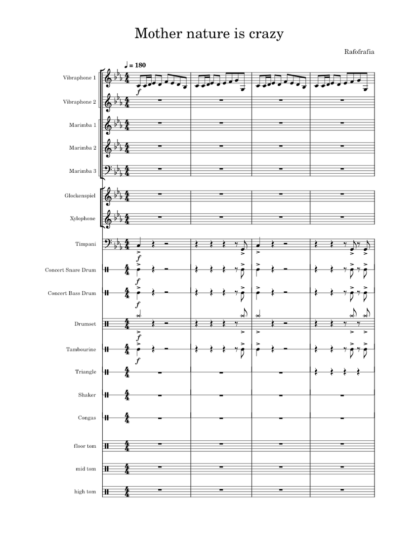 Mother nature is crazy Sheet music for Tambourine, Timpani, Vibraphone, Glockenspiel & more ...