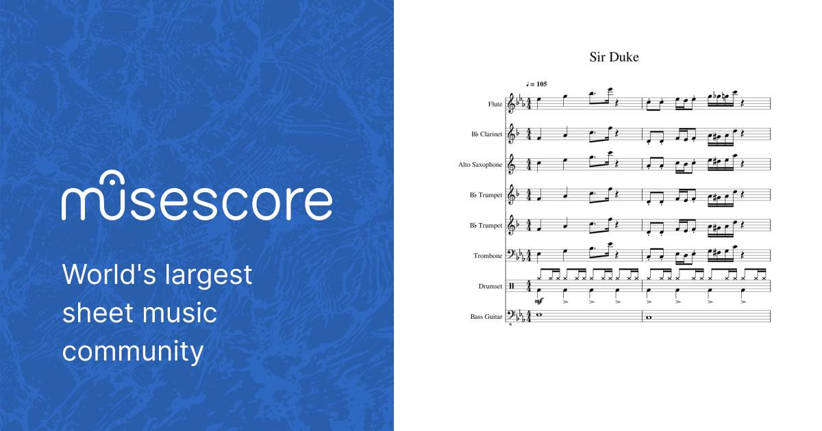 Sir Duke Sheet Music for Trombone, Flute, Clarinet in b-flat, Saxophone ...