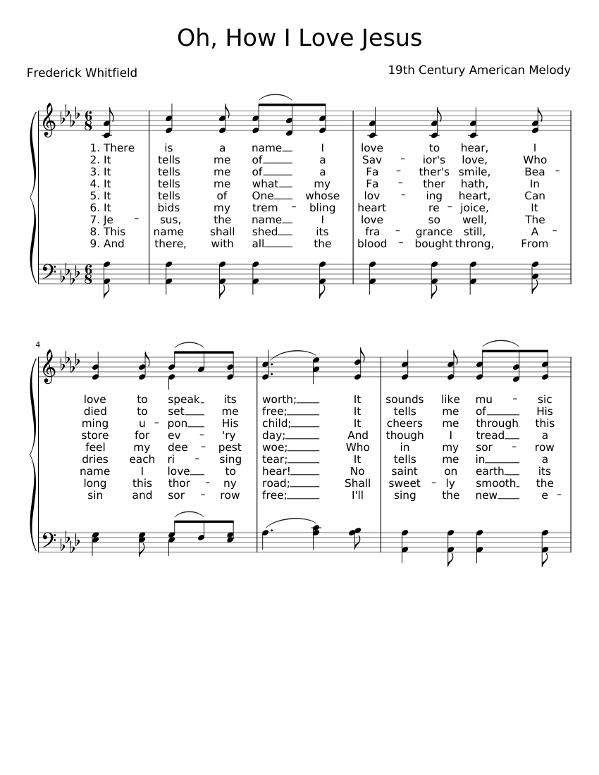 Oh, How I Love Jesus Sheet Music for Piano (Solo) Easy | MuseScore.com