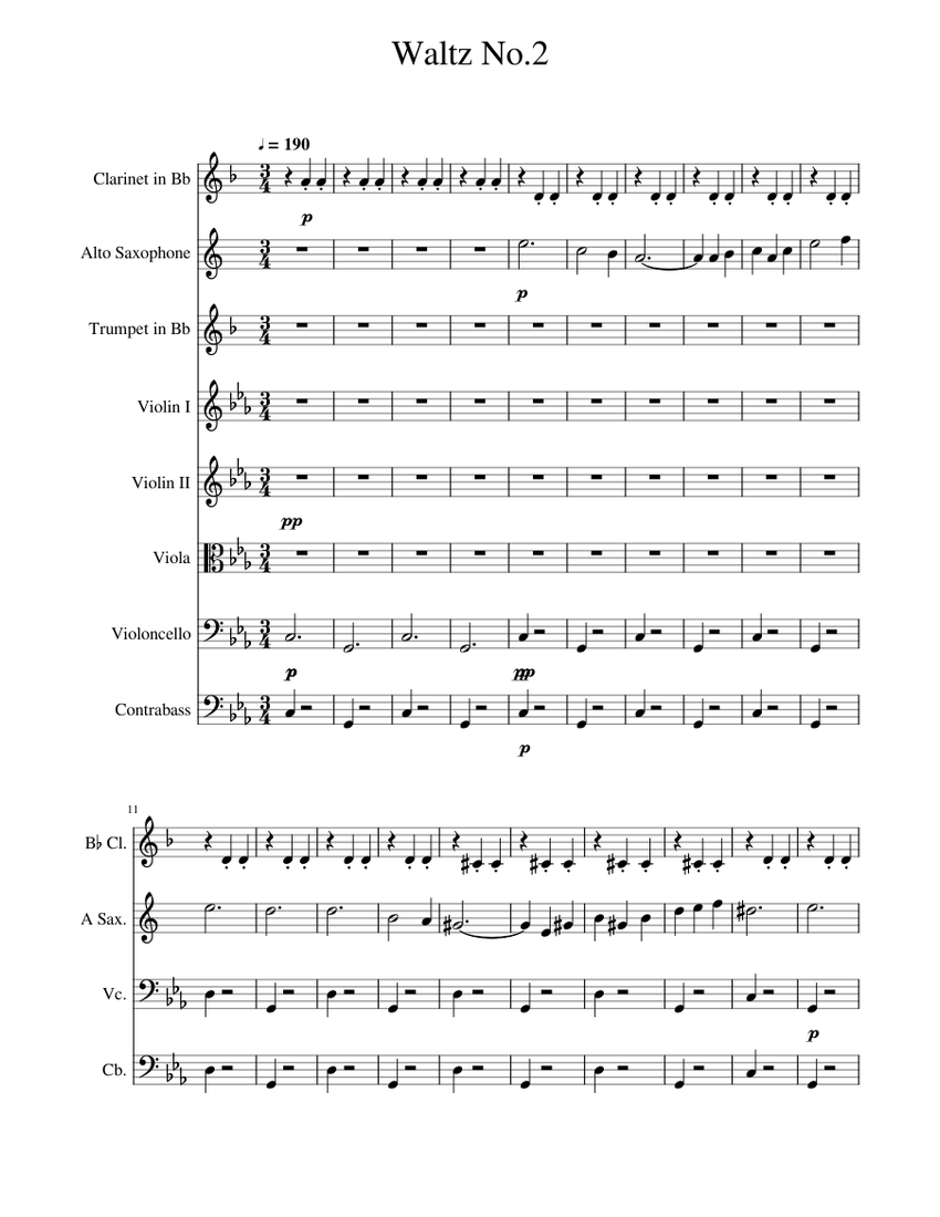 Waltz No 2 Sheet music for Clarinet in b-flat, Saxophone alto, Trumpet ...