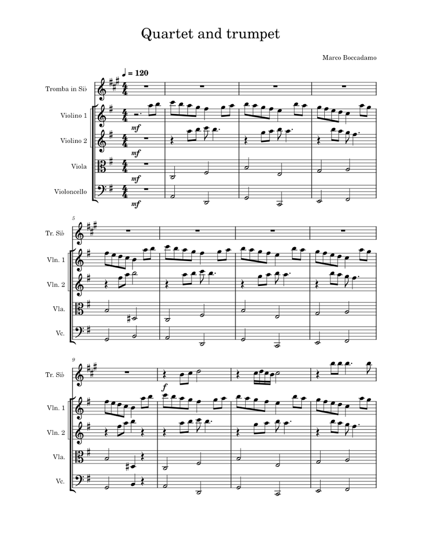 Quartet and trumpet - piano tutorial