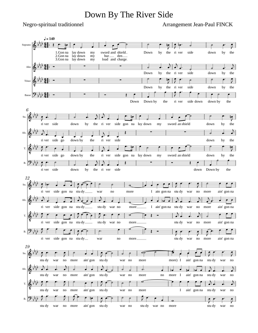 Down By the River Side – Traditional Spiritual Sheet Music for Soprano ...