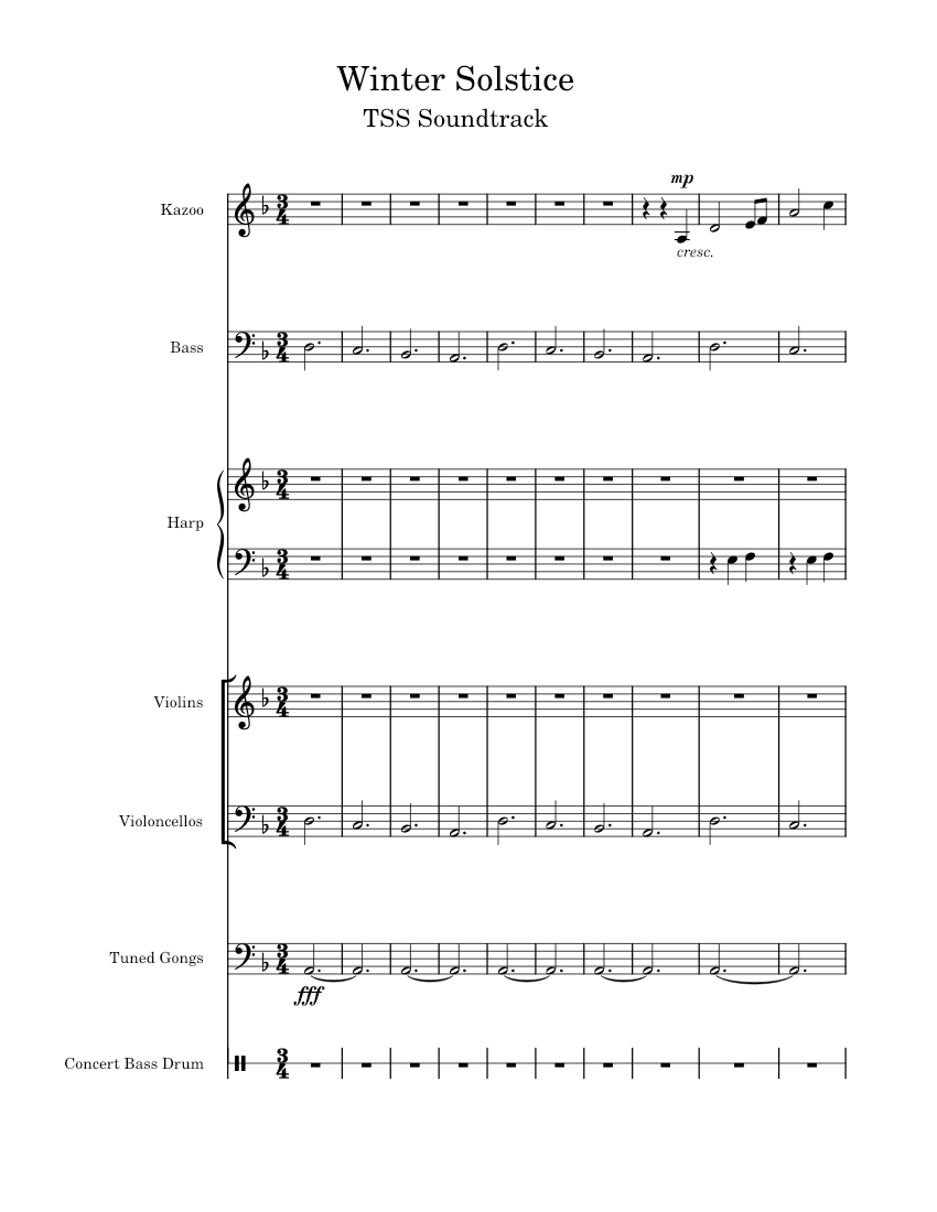 Winter Solstice Sheet music for Soprano, Bass voice, Kazoo, Bass drum ...