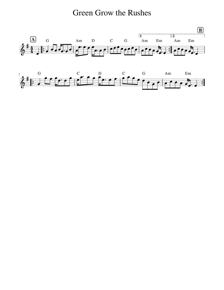 Green Grow the Rushes Sheet music for Piano (Solo) Easy | Musescore.com