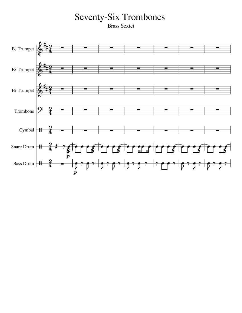 Seventy-Six Trombones Sheet music for Trombone, Trumpet in b-flat ...