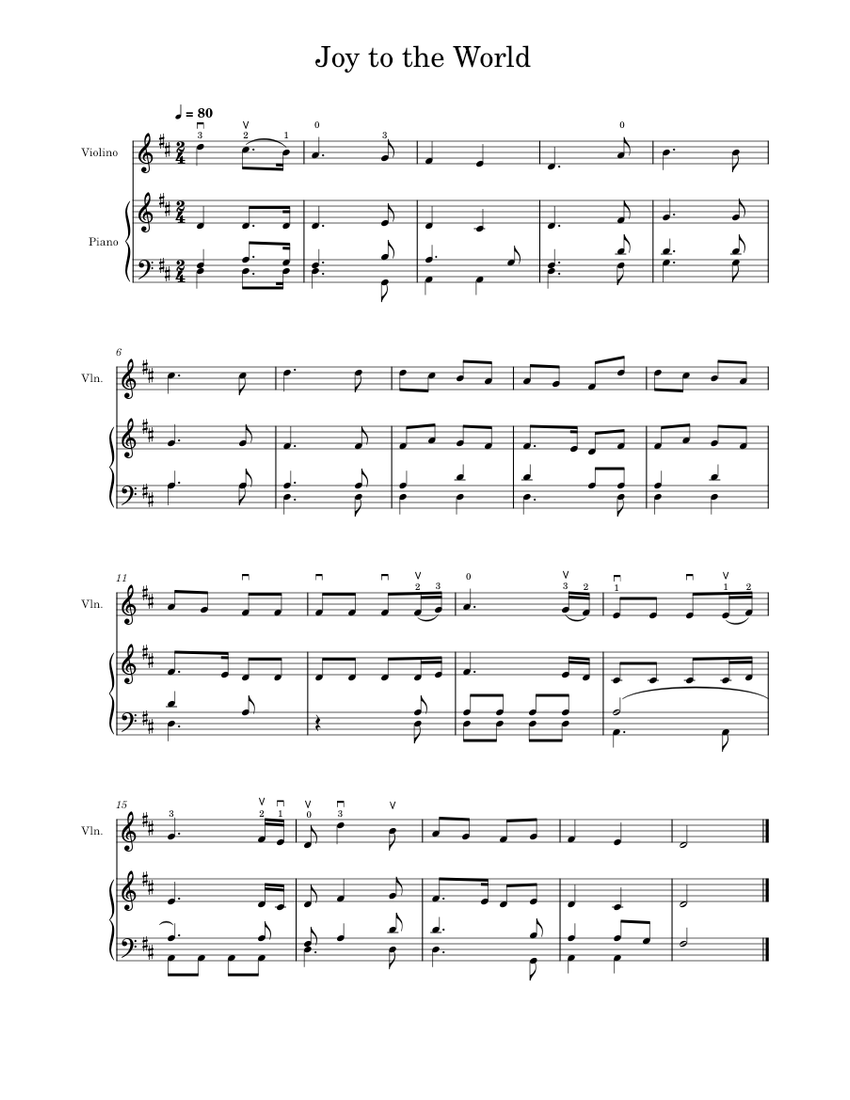 Joy to the world – Misc Christmas Sheet music for Piano, Violin (Piano ...
