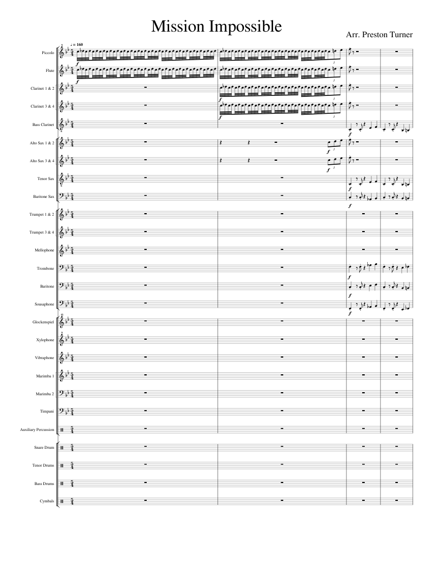 Mission Impossible Sheet music for Trombone, Tuba, Flute piccolo, Flute ...