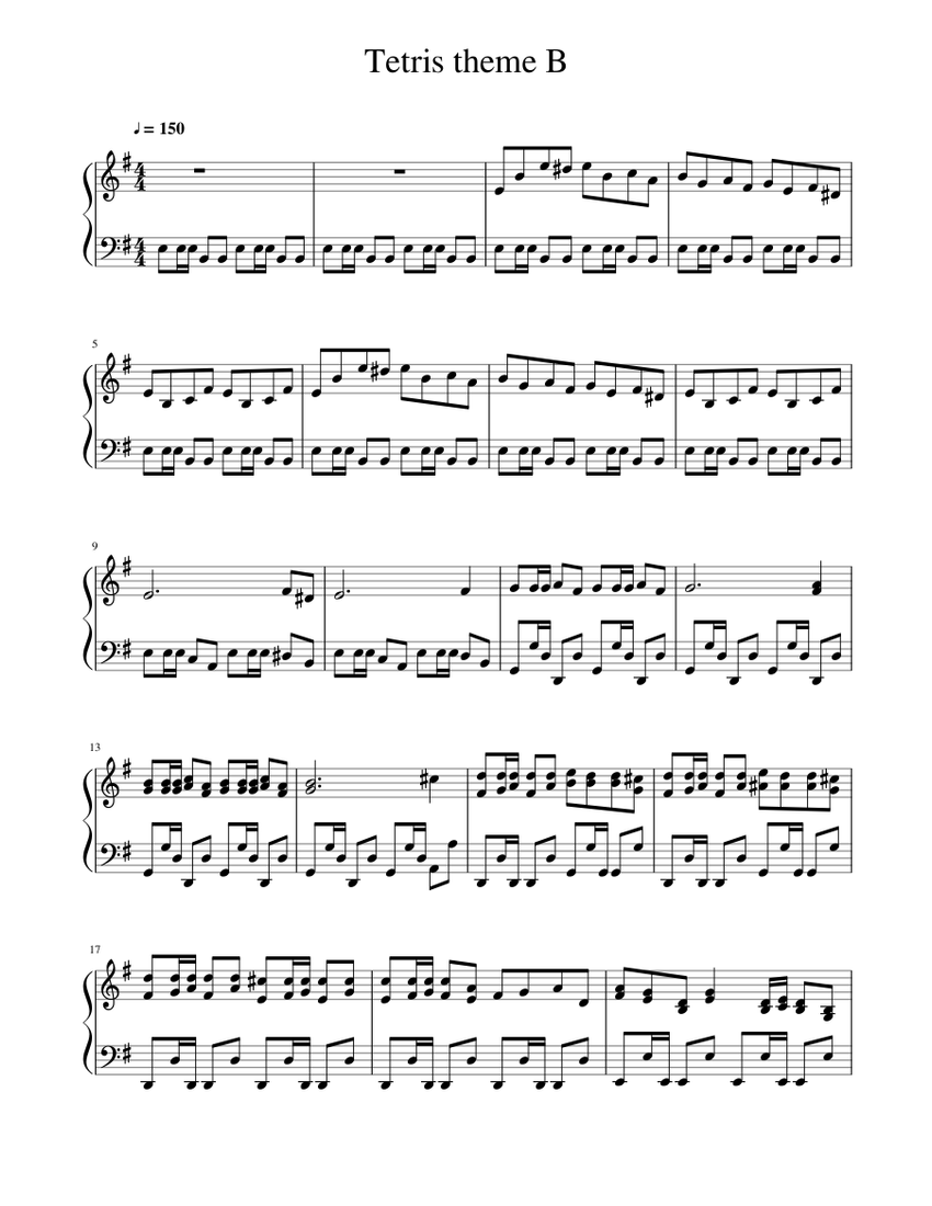 Tetris theme B Sheet music for Piano (Solo) | Musescore.com