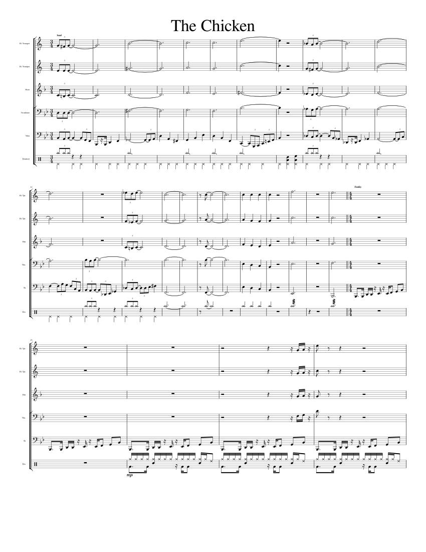 The Chicken Sheet Music for Trombone, Tuba, Trumpet in b-flat, French ...