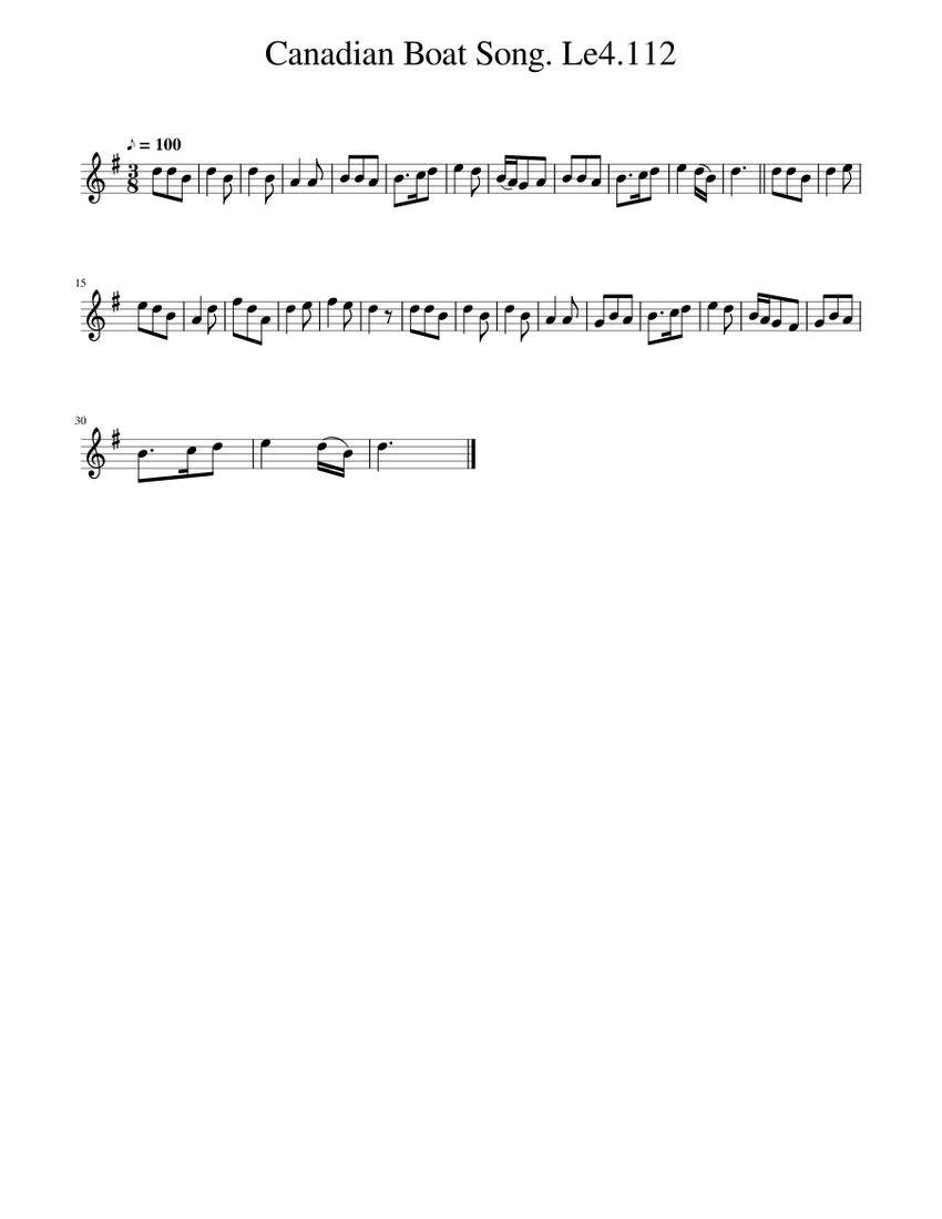 Canadian Boat Song. Le4.112 Sheet music for Piano (Solo) | Musescore.com