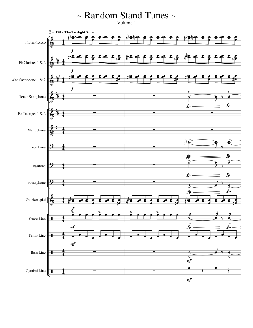 Random Stand Tunes - Volume 1 Sheet Music for Trombone, Mellophone ...