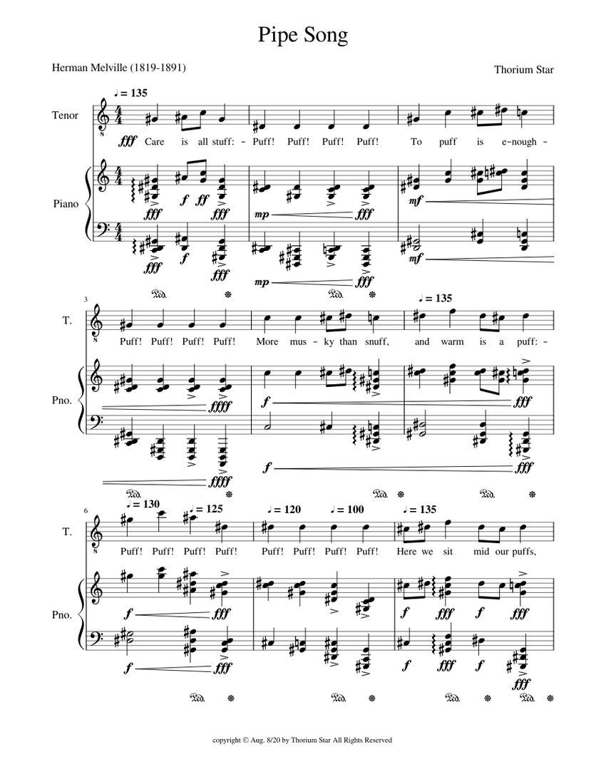 Pipe Song, Words by Herman Melville (1819-1891), Music © by Thorium ...