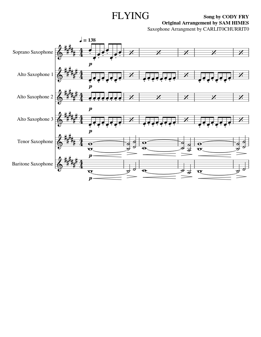 FLYING by CARLIT0CHURRIT0 Sheet music for Saxophone alto, Saxophone ...
