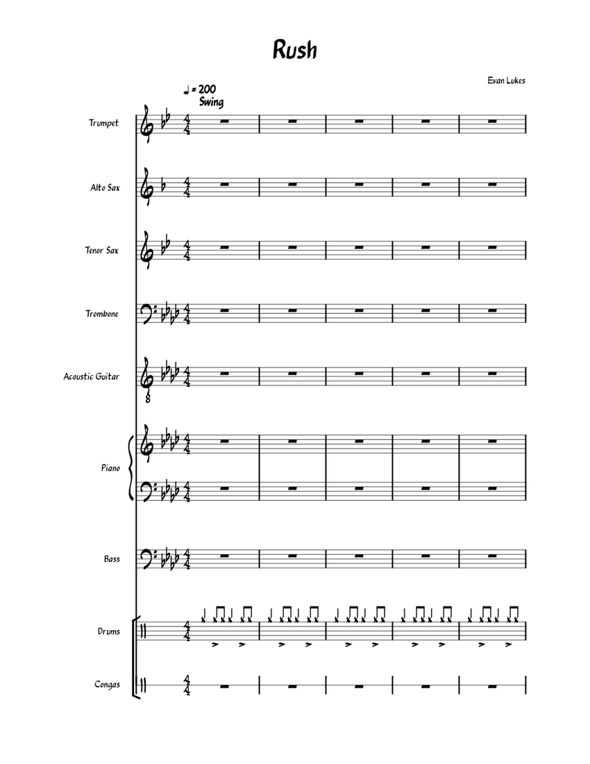 Rush Sheet music for Piano, Trombone, Saxophone alto, Saxophone tenor ...