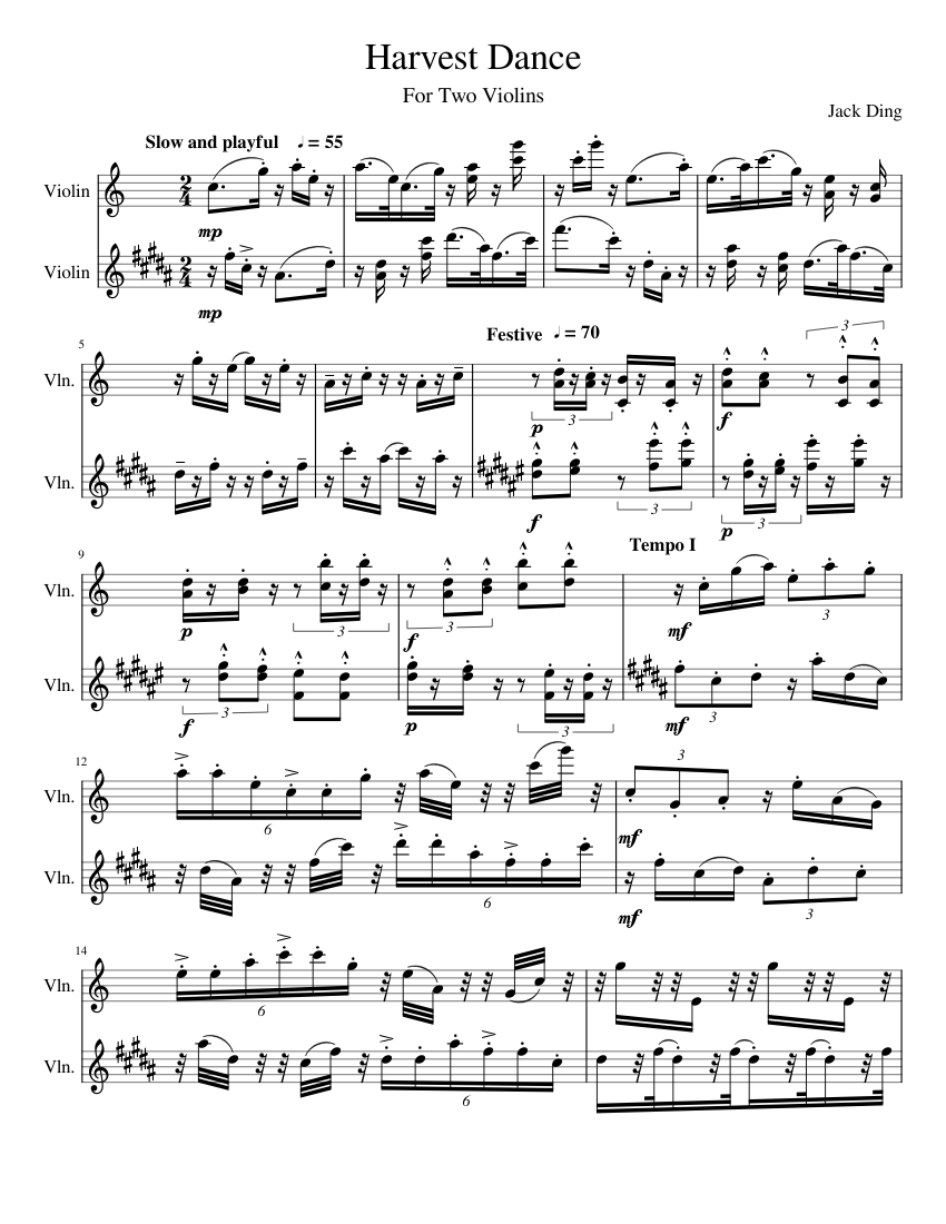 Harvest Dance Sheet Music for Violin (String Duet) | MuseScore.com