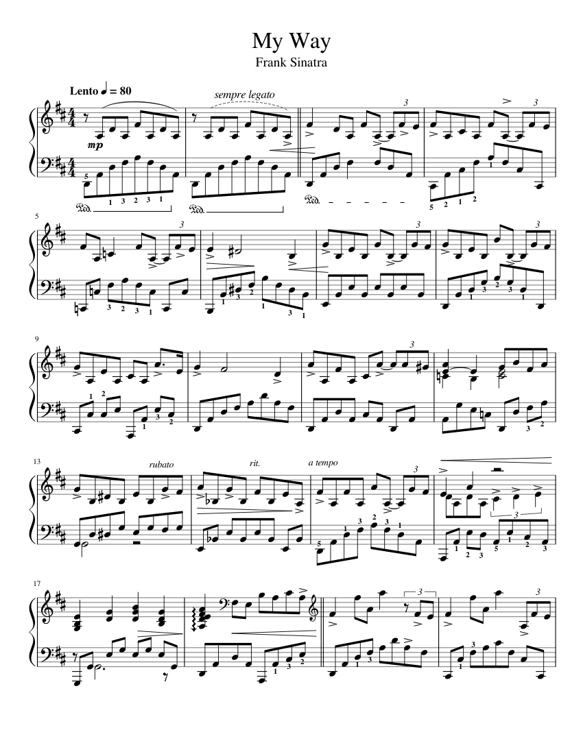 My Way Sheet Music for Piano (Solo) | MuseScore.com