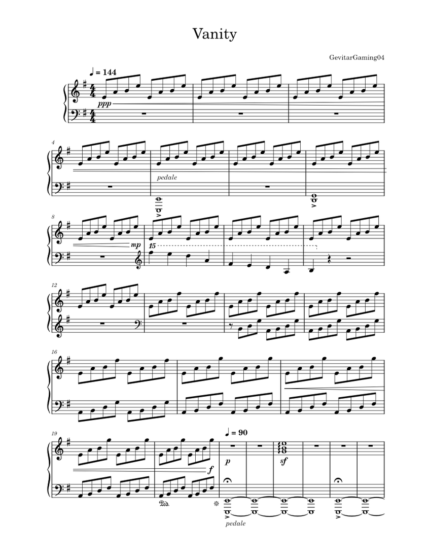 Vanity Sheet music for Piano (Solo) | Musescore.com