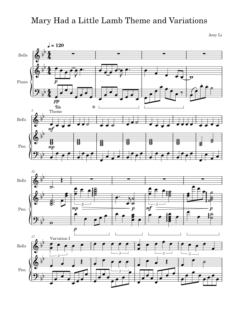 Mary Had a Little Lamb – Misc Traditional Sheet Music for Piano ...