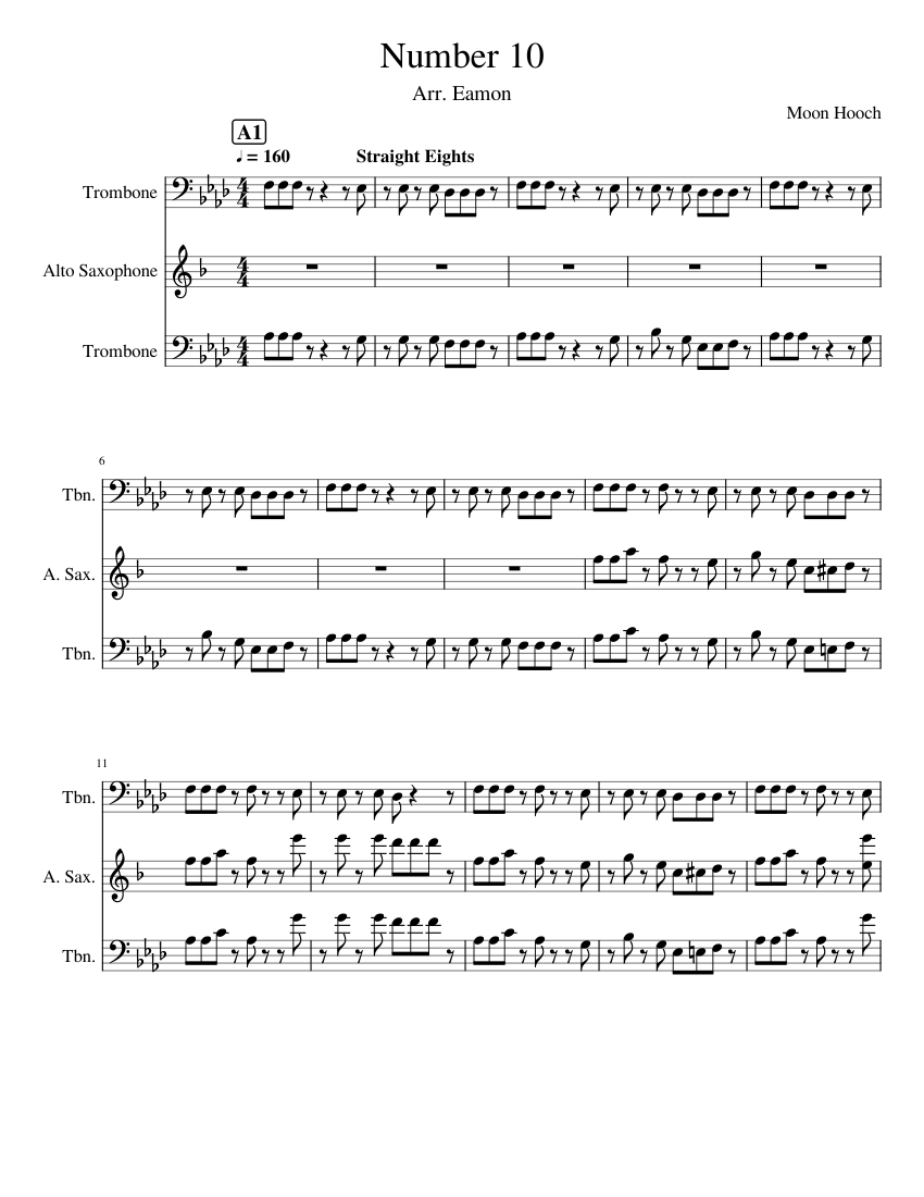 Number 10 Sheet music for Trombone, Saxophone alto (Brass Trio ...