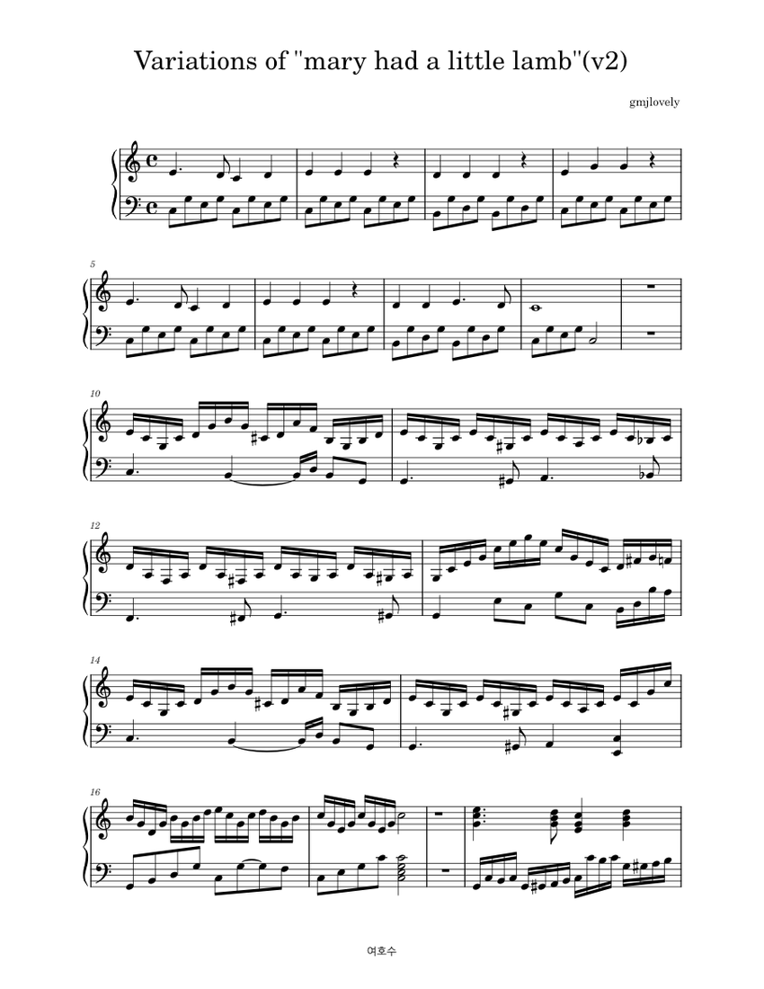Variations on "mary had a little lamb"-gmjlovely - piano tutorial