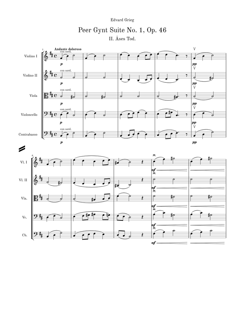 Peer Gynt Suite, Ase's Death Sheet music for Viola (Solo) | Musescore.com